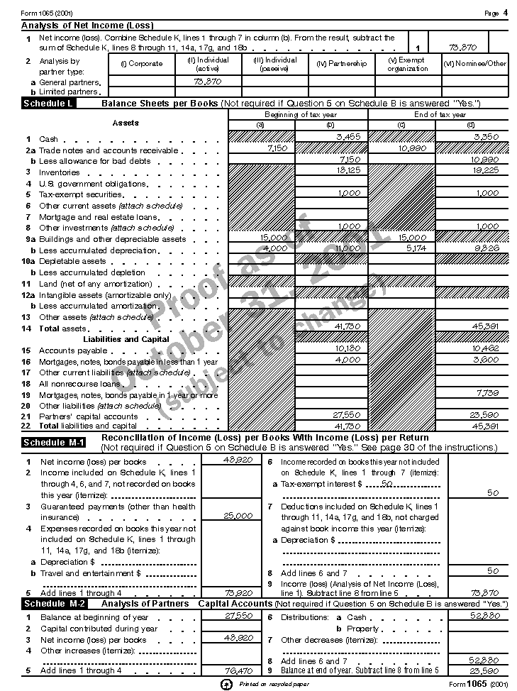 Publication 541 Partnerships Form 1065 Example